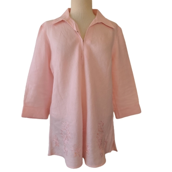 Edward | Tops | Edward Size Xl Linen Pink Sequin Embellishment Irish ...